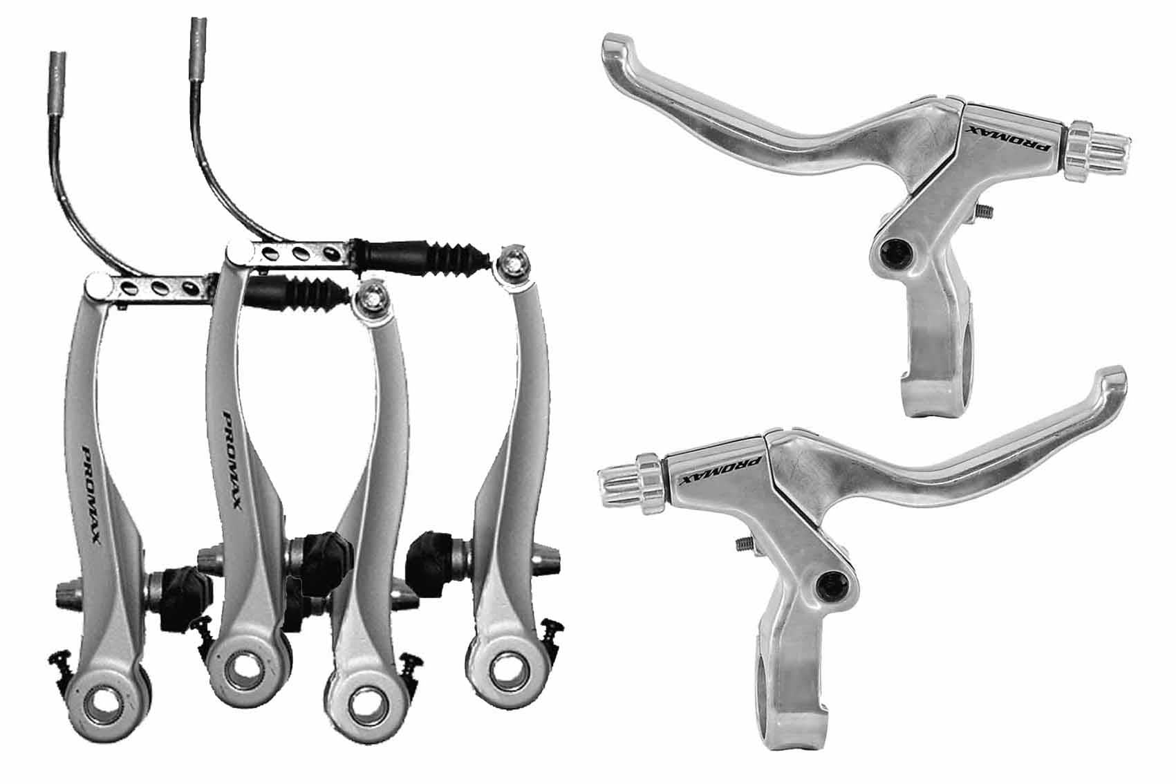 ProMax Complete Alloy V Brake Set Front Rear - Silver – Sprocket & Gear